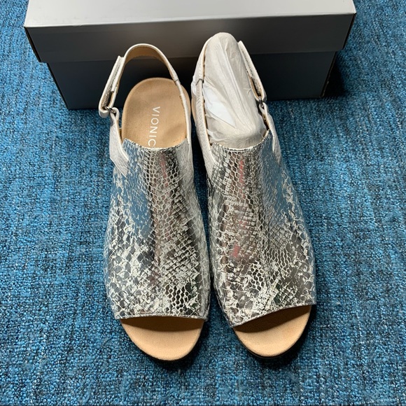 Vionic | Shoes | Vionic Paradise Tatiana Snake Print Peep Toe Wedge ...